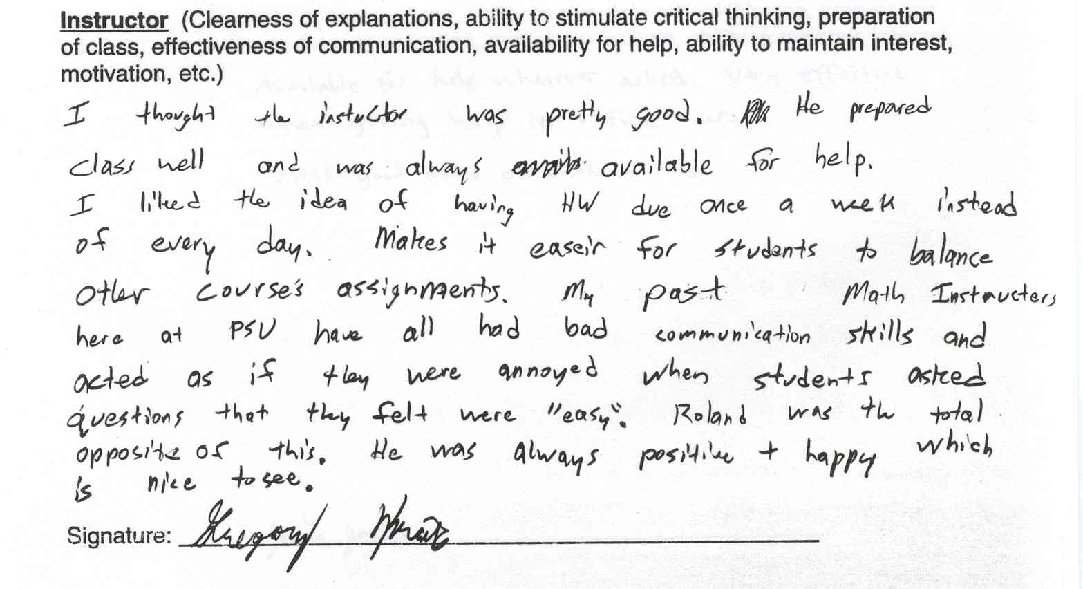 Teaching Evaluations